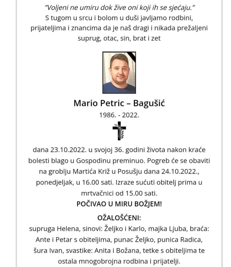 Tragedija u Bosni i Hercegovini: Preminuo Mario u 36-godini života ...