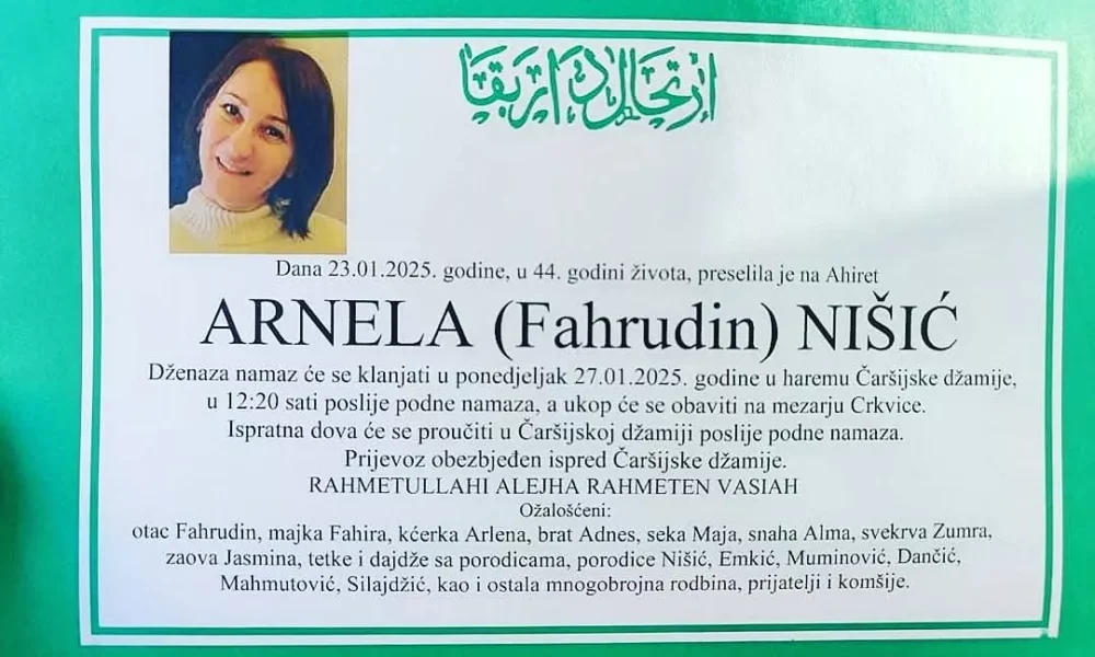 Preminula Arnela Nišić u 44. godini života - Titox.net