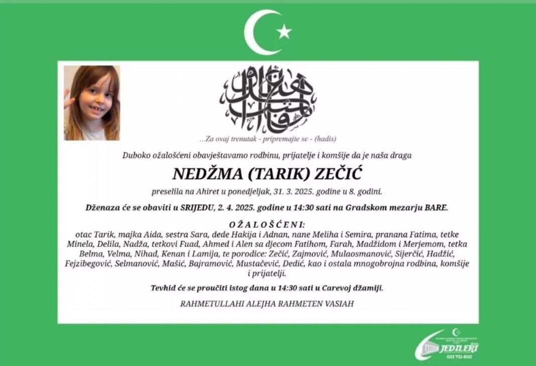 Meleku maleni: Preminula osmogodišnja Nedžma Zečić - Titox.net